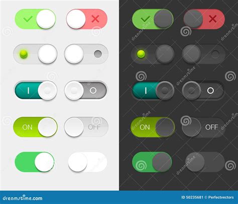 Vector User Interface Set Including Round Switches Stock Vector