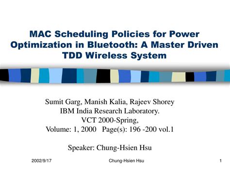 Ppt Mac Scheduling Policies For Power Optimization In Bluetooth A