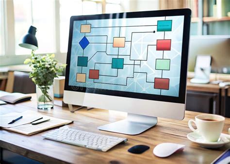 Dynamic Flowchart Visualization On A Sleek Computer Screen A Complex