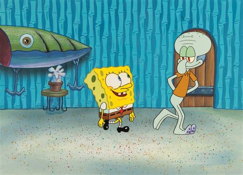 Spongebob Squarepants And Squidward Tentacles Production Cels And