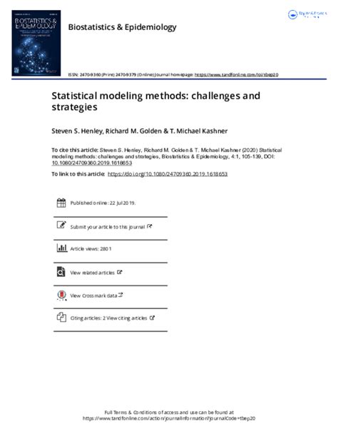 Pdf Statistical Modeling Methods Challenges And Strategies
