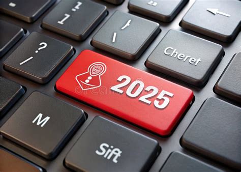 Keyboard Highlighted 2025 Start Button Symbolizing New Beginnings Innovation And Technology