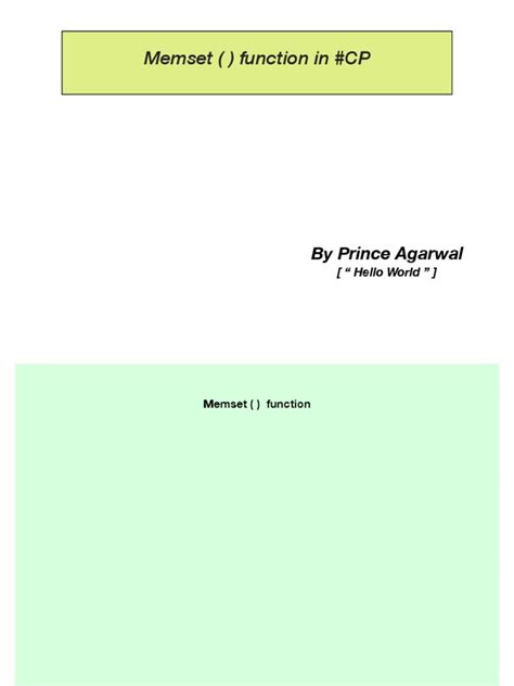 Memset Function In Cp By Prince Agarwal Pdf
