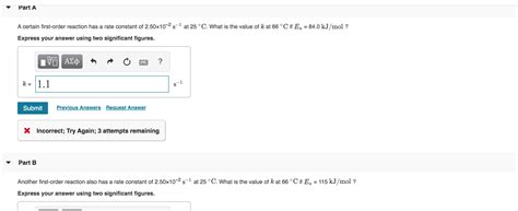 Solved A Certain First Order Reaction Has A Rate Constant