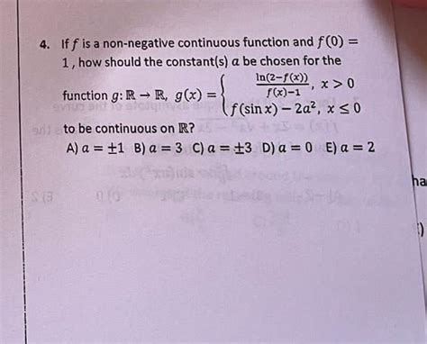 solved if f ﻿is a non negative continuous function and