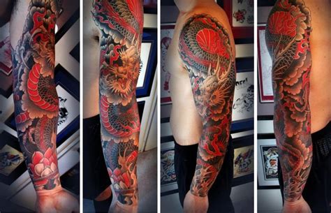 Japanese Sleeve Tattoos 93 Koi And Dragon Japanese Sleeve Ideas To