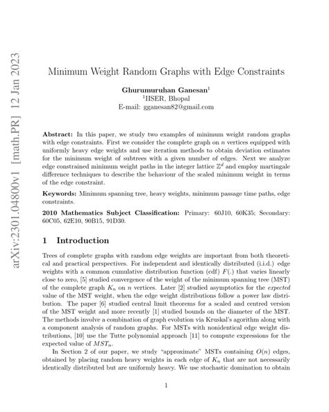 pdf minimum weight random graphs with edge constraints