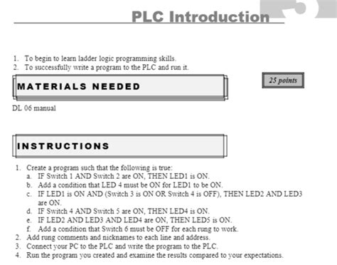 Solved To Begin To Learn Ladder Logic Programming Skills Chegg