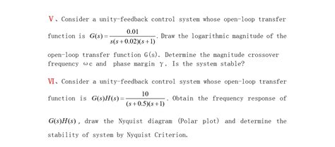 Solved V Consider A Unity Feedback Control System Whose