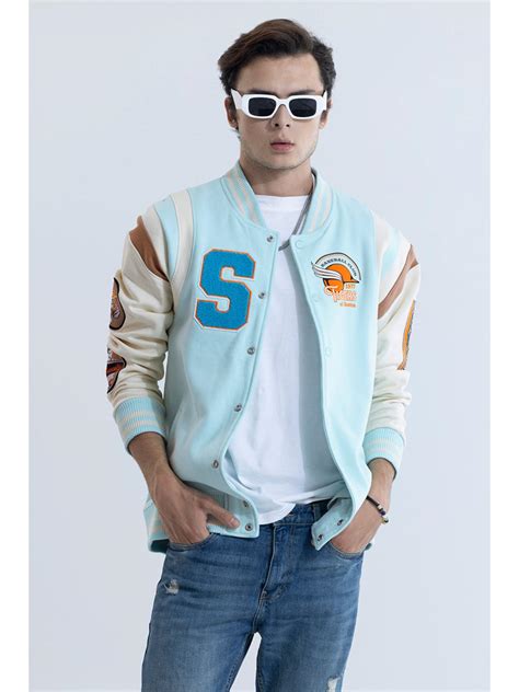 Buy Snitch Ventura Tigers Sky Blue Varsity Jacket Online