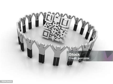 Qr 코드와 픽토그램 팀워크 3d 렌더링 3차원 형태에 대한 스톡 사진 및 기타 이미지 3차원 형태 Qr코드 가격