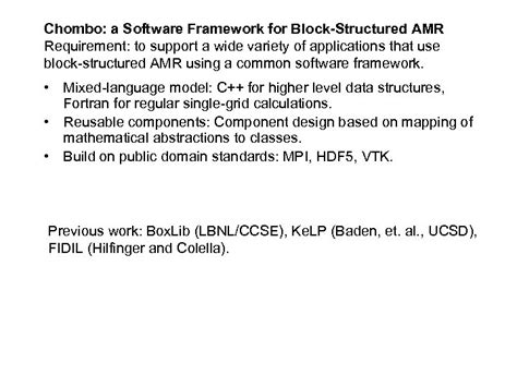 I O For Structured Grid Amr Phil Colella Lawrence Berkeley