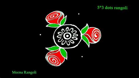 6 Roses Rangoli Design Rose Flower Kolam Design Rose Flower Rangoli