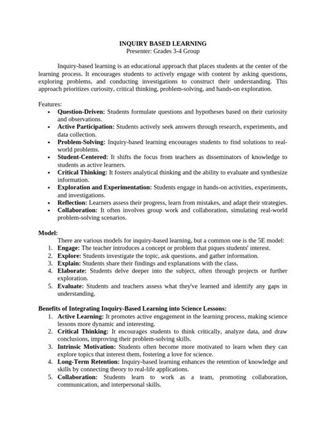 Approaches In Hots Pdf Inquiry Based Learning Critical Thinking