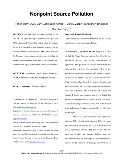 Pdf Nonpoint Source Pollution