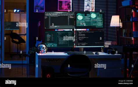 Script Running On Computer In Secret Base Of Operations Used By Hacker To Steal Data