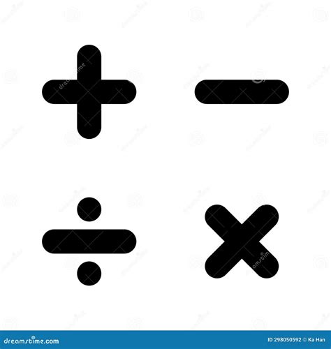Addition Subtraction Division And Multiplication Icon Vector Math Symbol Stock Illustration