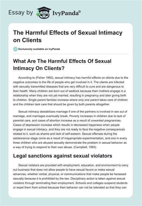 The Harmful Effects Of Sexual Intimacy On Clients 582 Words Essay