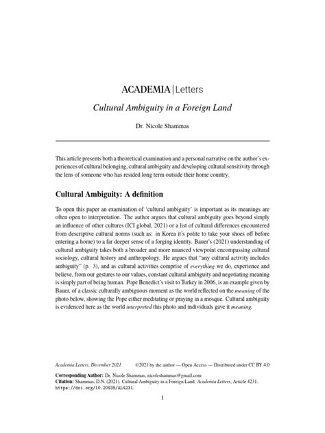Cultural Ambiguity In A Foreign Land Pdf United Arab Emirates Ambiguity