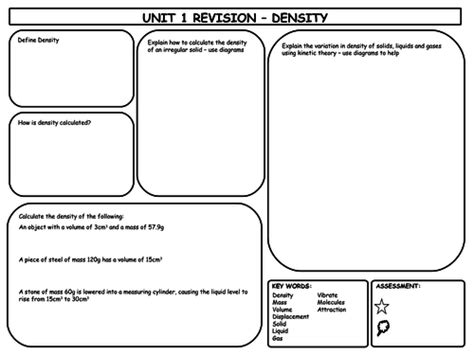 Gcse Physics Density Revision Mat Teaching Resources