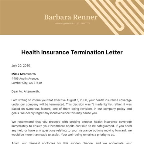 Health Plan Termination Letter