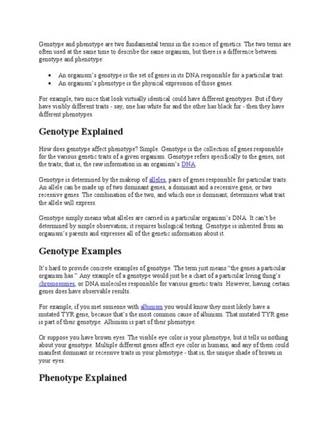 Examples Of Genotype