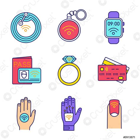 Nfc Technology Color Icons Set Stock Vector 3913571 Crushpixel