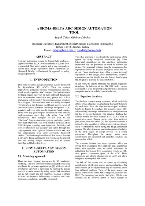 Pdf A Sigma Delta Adc Design Automation Tool