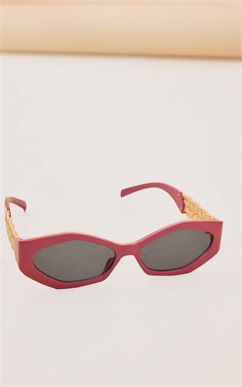 Pink Chain Detail Round Cat Eye Sunglasses Prettylittlething
