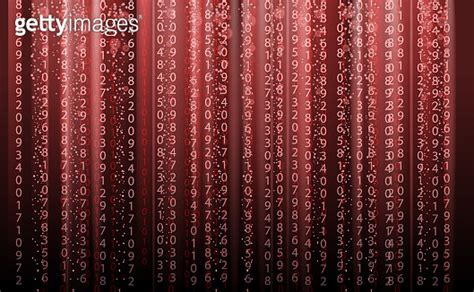 Technology Abstract Background Matrix Style Red Color Falling Numbers Digital Binary Data