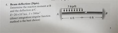 Solved Beam Deflection 20pts Determine The Reaction