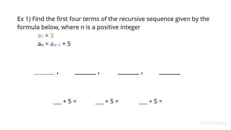 Finding The Terms Of A Recursive Sequence Algebra Study Com