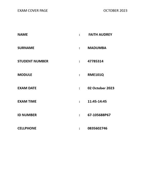 Unisa Cover Page Pdf
