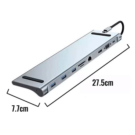Hub Usb Tipo C 10 En 1 Docking Station Notebook Multipuerto Electrolandia