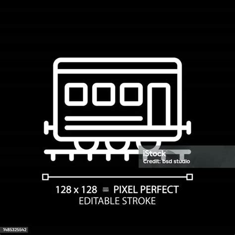 여객 철도 객차 픽셀 어둠의 테마를위한 완벽한 흰색 선형 아이콘 개념에 대한 스톡 벡터 아트 및 기타 이미지 개념 객차