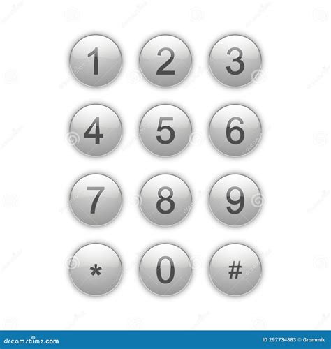 A Set Of Functional Control Buttons Numeric Keypad With Glare Effect For Touch Dialing Code