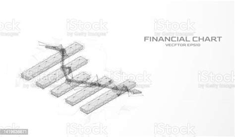 추상 벡터 기술 낮은 폴리 비즈니스 재무 차트 분석 디지털 와이어 프레임 메쉬 스타일 금융 경제 동향 모니터링 일러스트 배경 3차원 형태에 대한 스톡 벡터 아트 및 기타