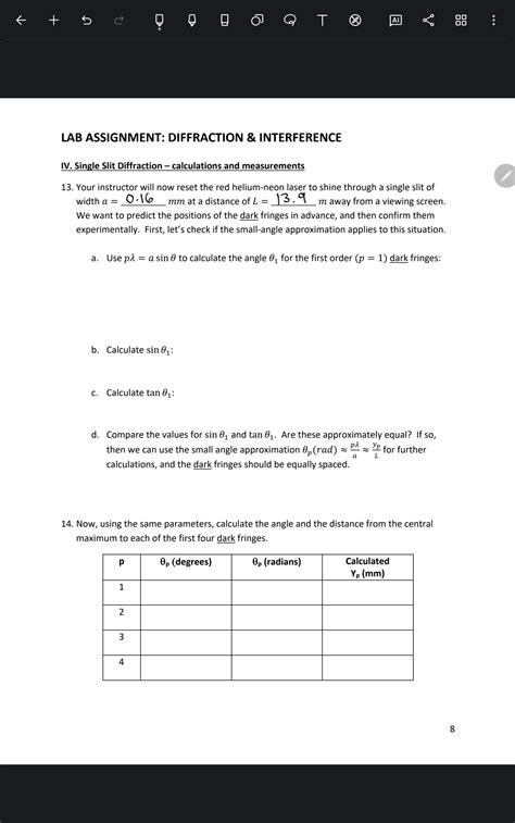 LAB ASSIGNMENT DIFFRACTION INTERFERENCEIV Single Chegg