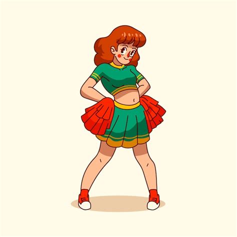 Free Vector Hand Drawn Cheerleader Cartoon Illustration