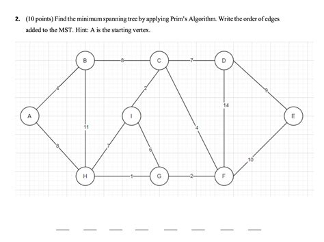 solved 2 10 points find the minimum spanning tree by