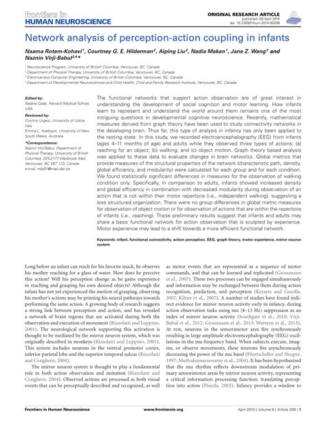 Pdf Network Analysis Of Perception Action Coupling In Infants Pdf Network Analysis Of Perception Action Coupling In Infants