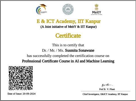 Ai Machinelearning Iitkanpur Professionaldevelopment Techinnovation Susmita Sonawane