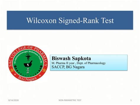 Wilcoxon Signed Rank Test Pptx