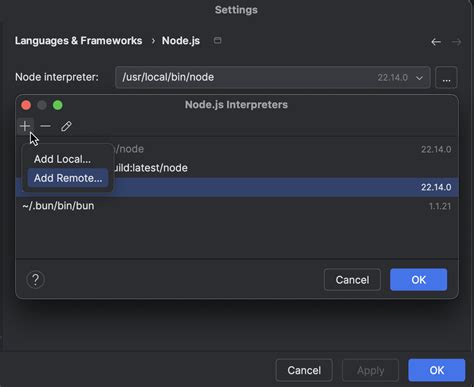 Configuring Remote Nodejs Interpreters Intellij Idea Documentation