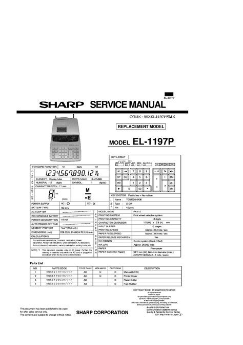SHARP EL P Service Manual Download Schematics Eeprom Repair Info For Electronics Experts