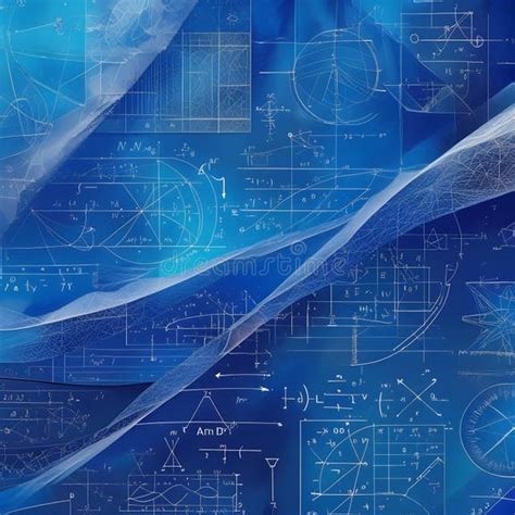 A Background Of Physics Formulas And Diagrams In Blue Background