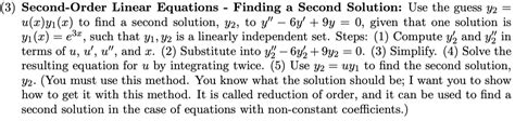 Solved 3 Second Order Linear Equations Finding A Second