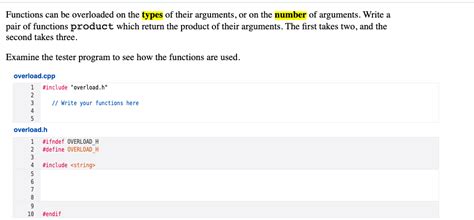 Solved Functions Can Be Overloaded On The Types Of Their