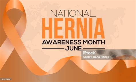 매년 6 월에 국립 헤르니아 인식의 달 배너 포스터 카드 및 배경 디자인에 대한 연간 건강 인식 개념 탈장에 대한 스톡 벡터 아트 및 기타 이미지 Istock