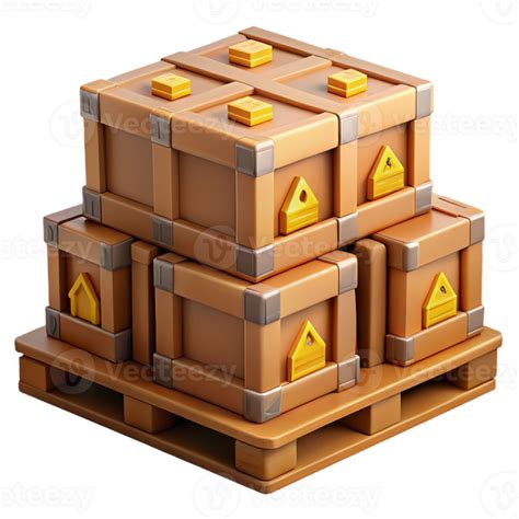 3d Illustration Stacked Wooden Cargo Crates 54195610 Png